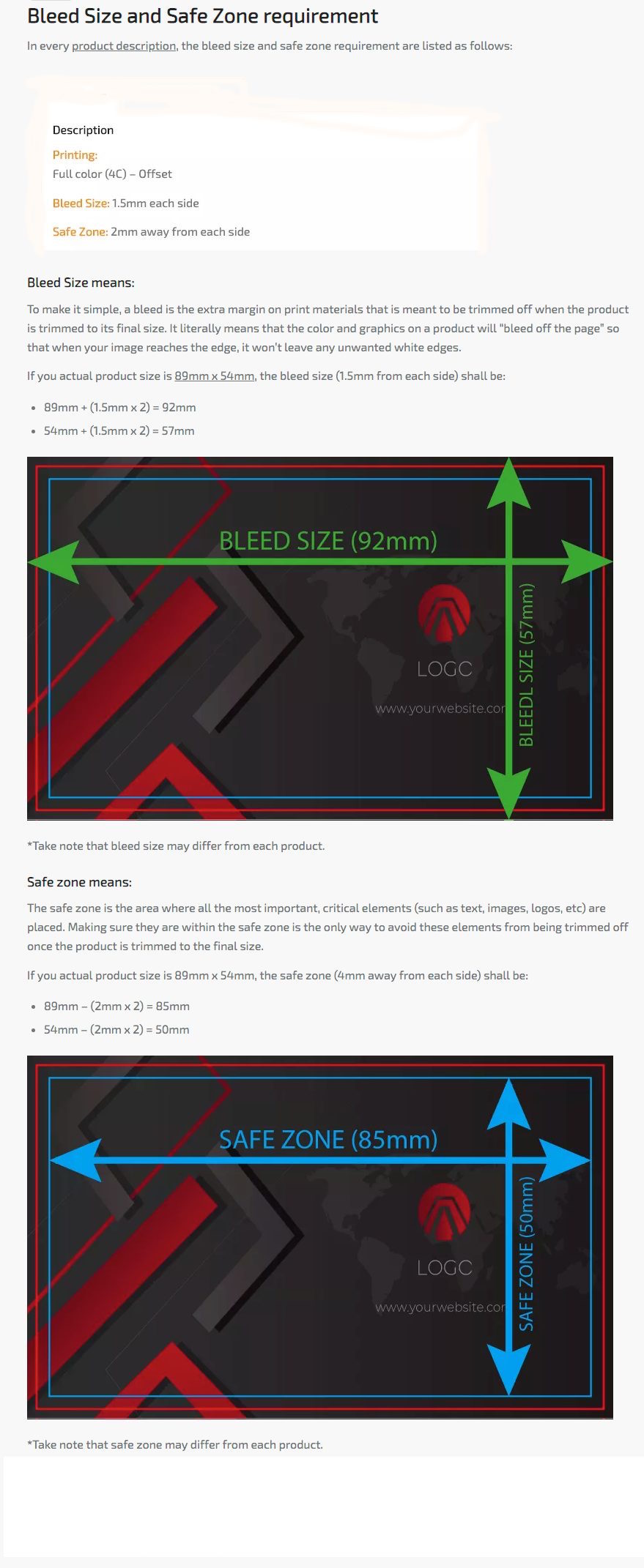 Bleeds Size & Safe Zone | Rejoice Printing